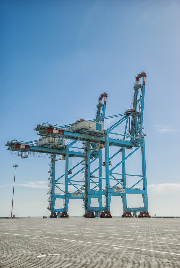Cranes at a sea port stock photo. Image of port, cargo - 126085046