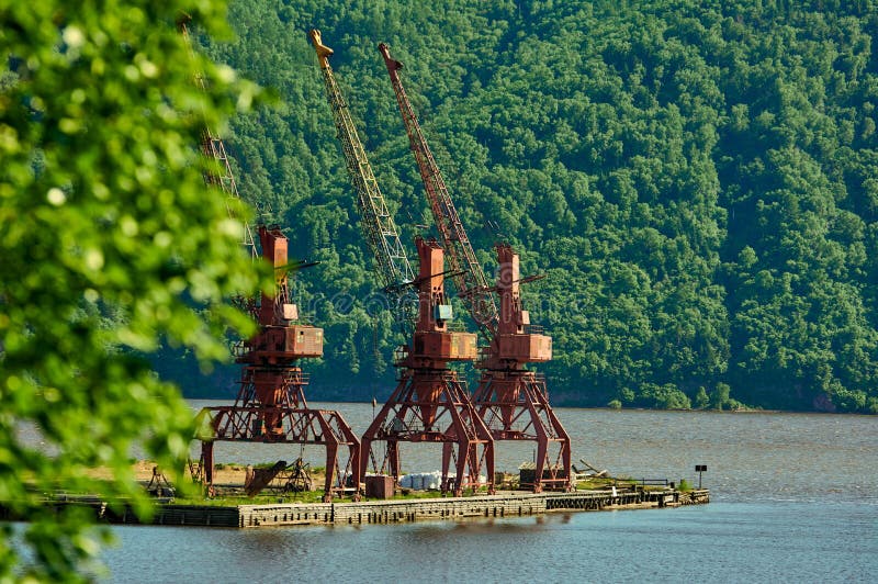 Cranes at the Sea Port of Nikolaevsk Stock Image - Image of summer ...