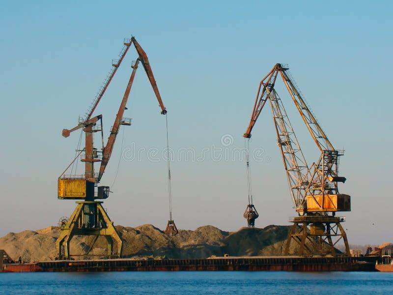 Cranes at work stock photo. Image of mode, pier, container - 13453148