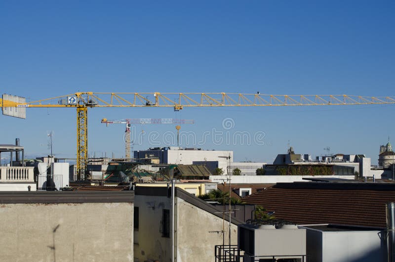 Cranes at work editorial photo. Image of group, base - 65440111