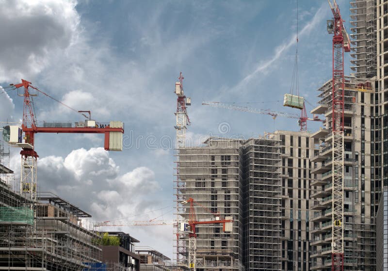Cranes at work stock photo. Image of business, building - 34639812