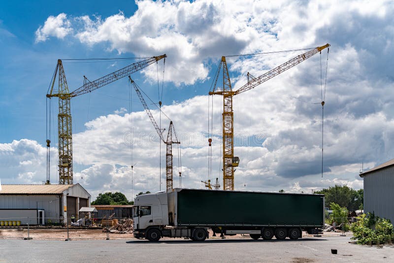 Man at Work Loading Boxes and Crates with Forklift at Truck Cut Stock ...