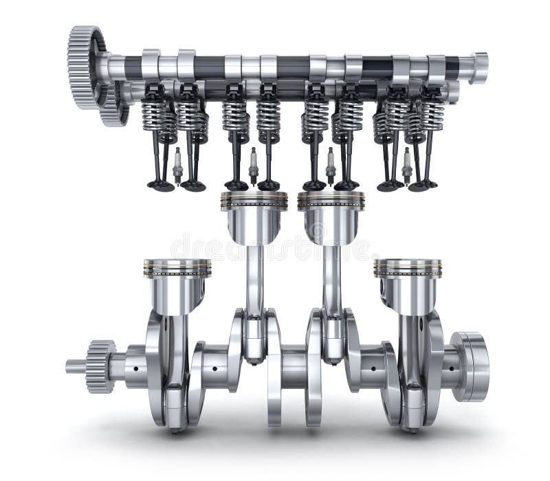 Crankshaft and camshaft stock illustration. Illustration of piston ...