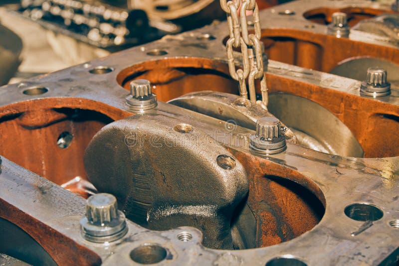 Crankshaft and Cylinder Block and Bolt of Car Engine in Vintage Tone ...