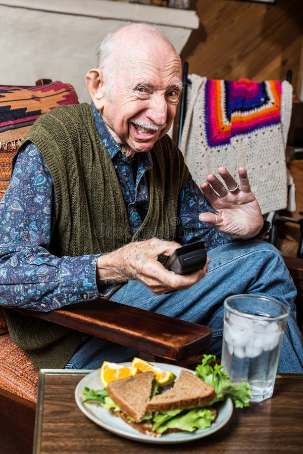 Cranky Elderly Man stock photo. Image of elder, sandwich - 57927632
