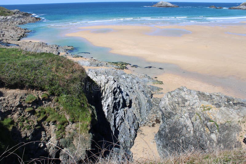 Crantock Beach & Bay, Cornwall Stock Image - Image of coastline ...