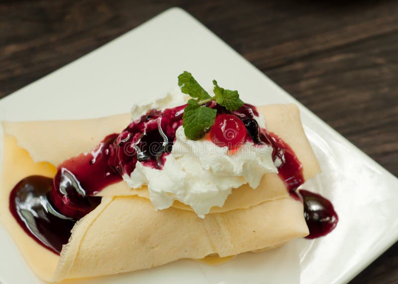 Crape with Blueberries Sauce Stock Image - Image of berry, snack: 28441723