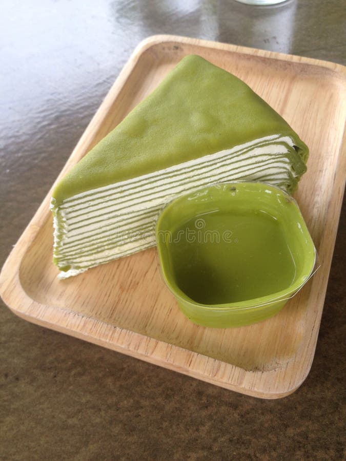 Crape cake green tea stock photo. Image of plate, green - 58681566