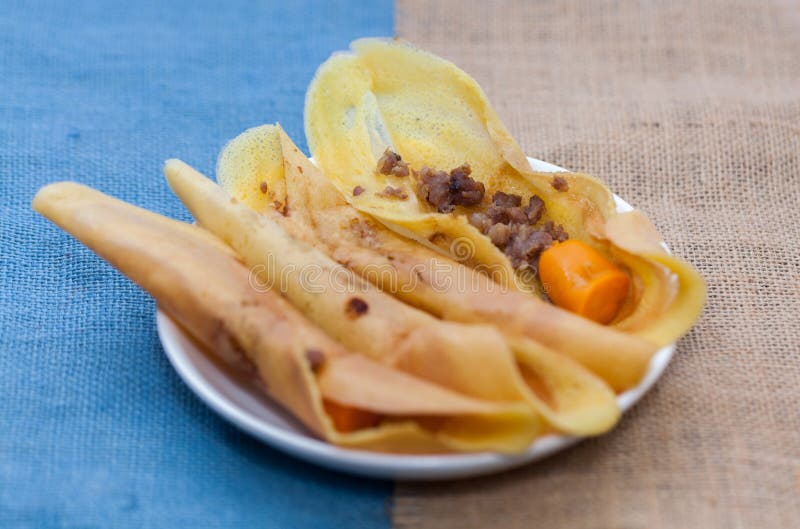 Crape roll with pork stock image. Image of kanom, fresh - 106388933