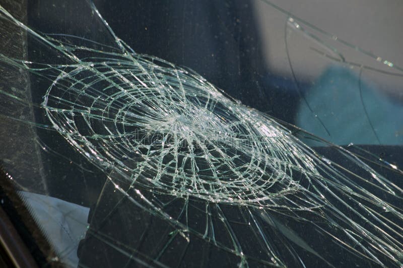 Crash Car Window on Accident Site Stock Photo - Image of bollard ...