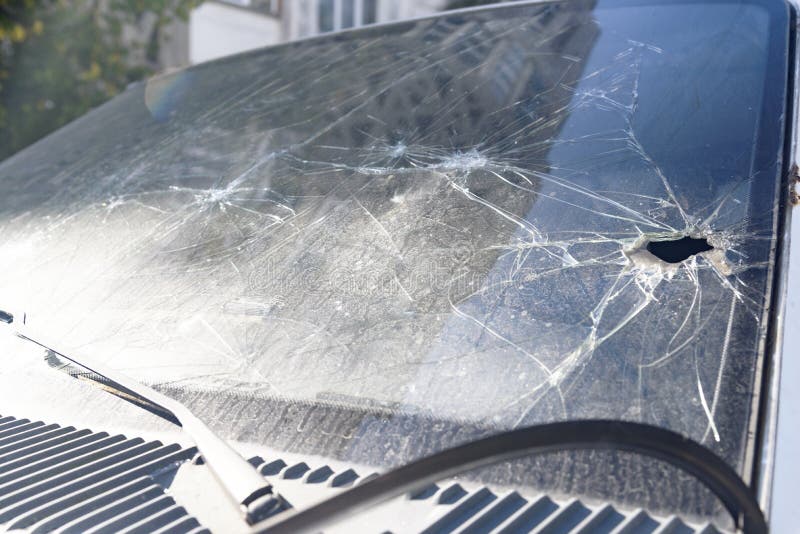 Crash when Colliding the Windshield of a Car Stock Photo - Image of ...