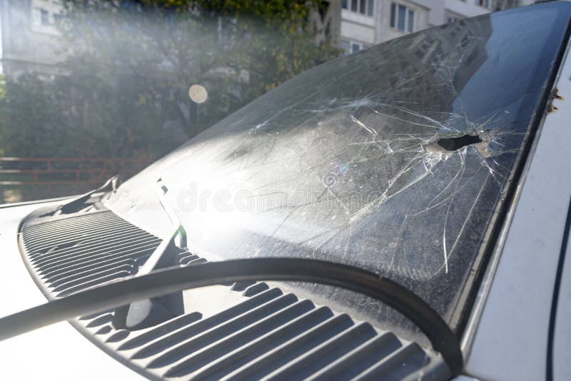Broken Car Windshield,crash when Colliding the Windshield of a Car ...