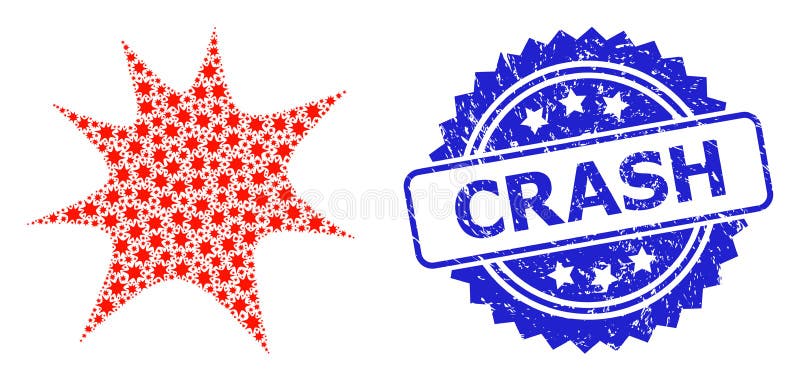Grunge Crash Seal and Recursion Boom Splash Icon Collage Stock Vector ...