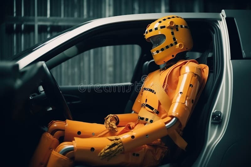 Crash Dummy in Test Car Simulation. Generative AI Stock Illustration ...