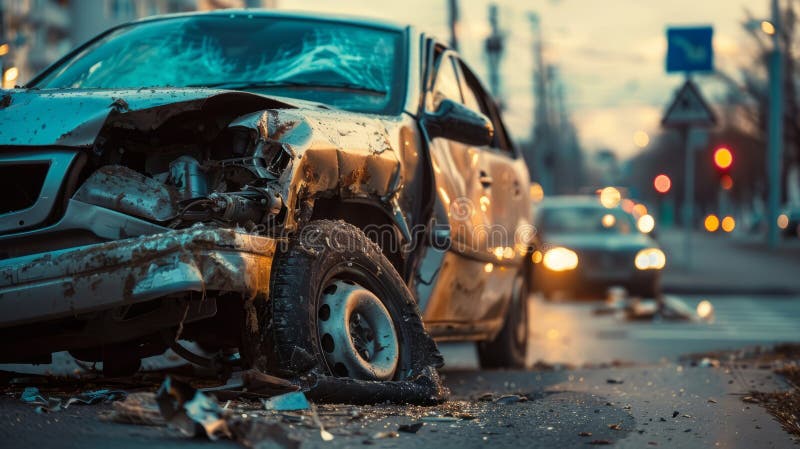 Crash Involving an Older, Potentially Poorly Maintained Vehicle. Stock ...