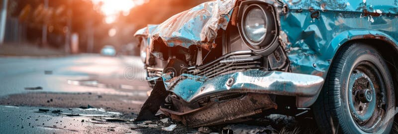 Crash Involving an Older, Potentially Poorly Maintained Vehicle. Stock ...