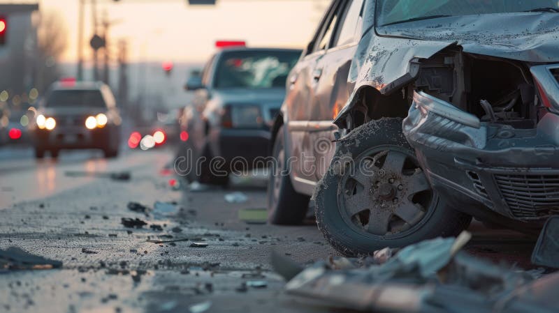 Crash Involving an Older, Potentially Poorly Maintained Vehicle. Stock ...
