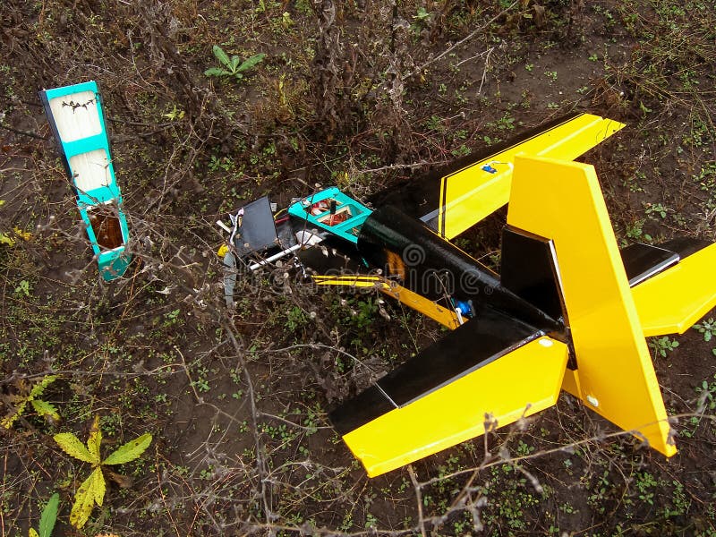 Crash Manned Aircraft Model Stock Photo - Image of glider, propeller ...