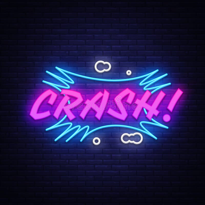 CRASH Neon Text Vector Design Template. Comic Speech Bubble Crash in ...
