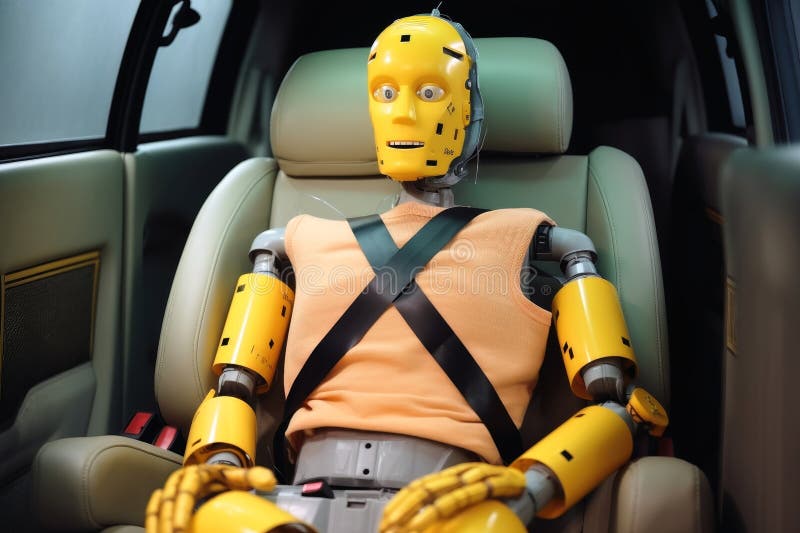A Crash Test Dummy in a Car Stock Illustration - Illustration of airbag ...