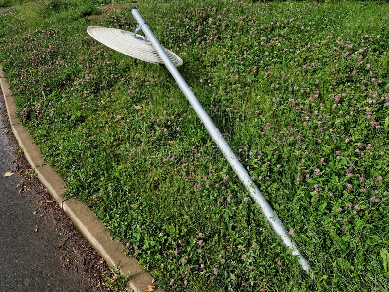 Crash into a Traffic Mirror and Knock Down a Stock Image - Image of ...