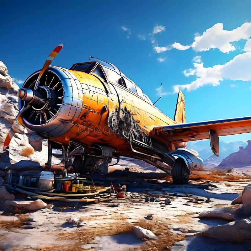 Crashed Airplane, Ai-generatet Stock Illustration - Illustration of ...