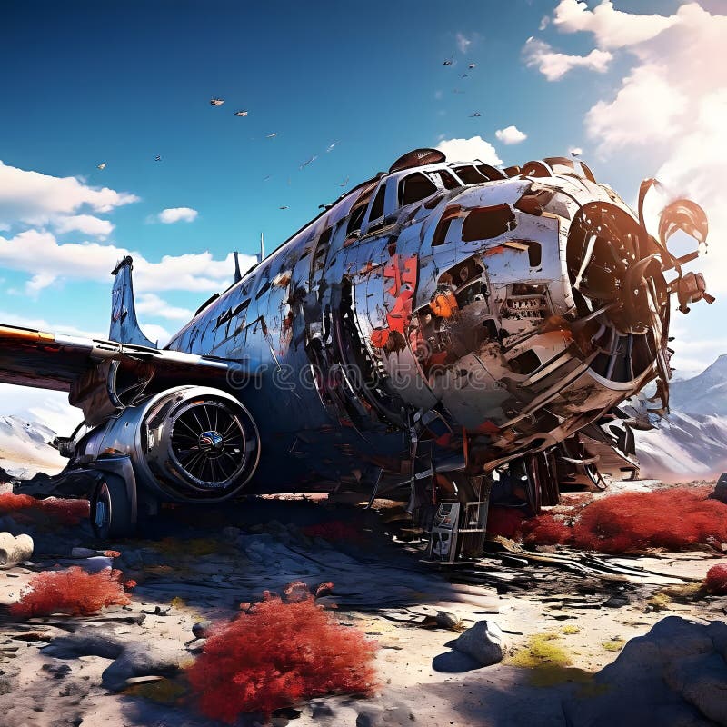 Crashed Airplane, Ai-generatet Stock Illustration - Illustration of ...