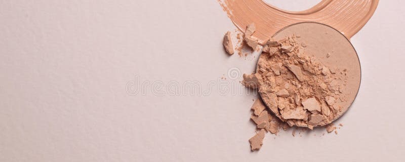 Crashed Beige Face Finishing and Liquid Powder. Macro Texture of Make ...