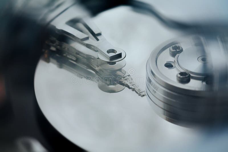 Crashed Burnt Hard Drive Disk Hdd Macro Close-up Head of Reading and ...