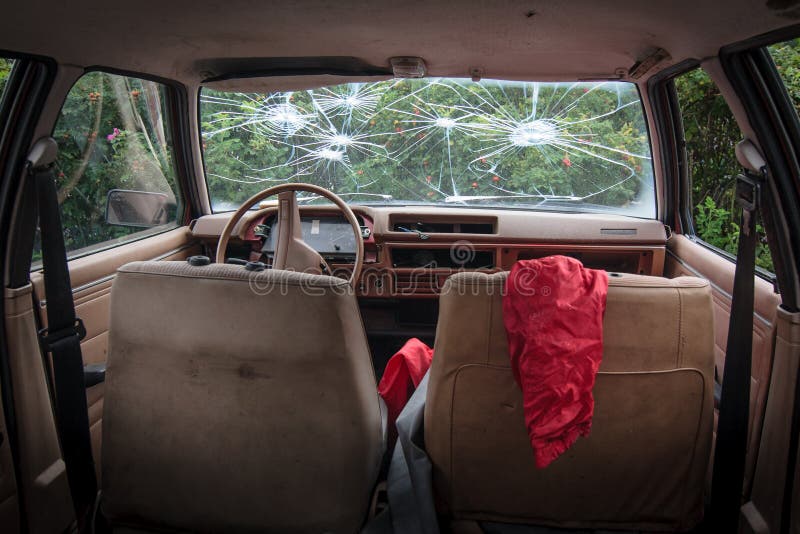 Crashed Car stock photo. Image of interior, crash, crushed - 26993764