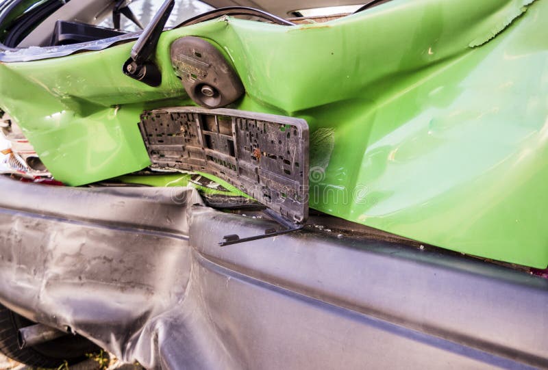 Crashed Car Back Side Symbolic Image Stock Image - Image of auto ...