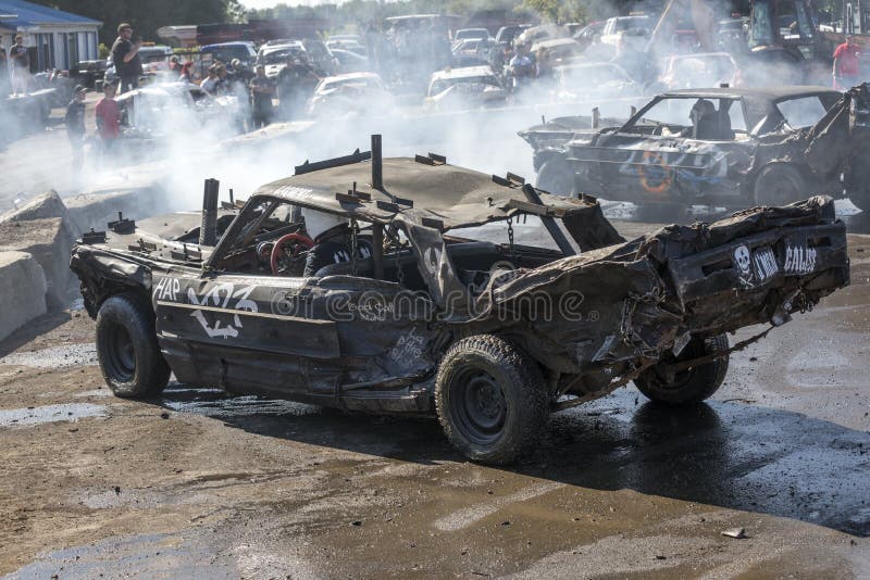 Crashed Van during Demolition Derby Editorial Stock Image - Image of ...