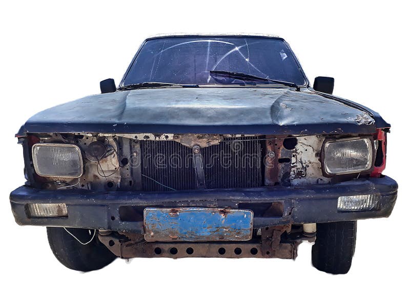 Crashed Car Font View Isolated Photo Stock Photo - Image of drive ...
