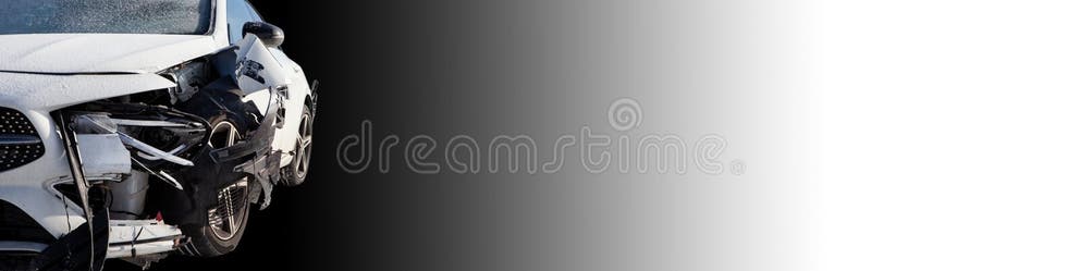 Front Side of Crashed Car from Accident - Banner Stock Image - Image of ...