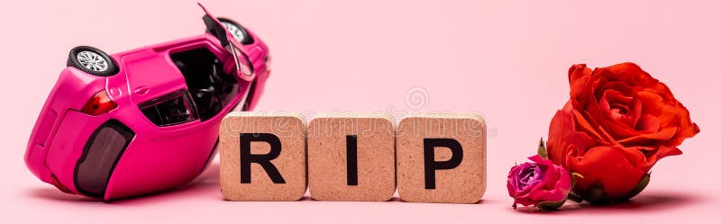 Crashed Car and Word Rip with Stock Image - Image of plant, danger ...