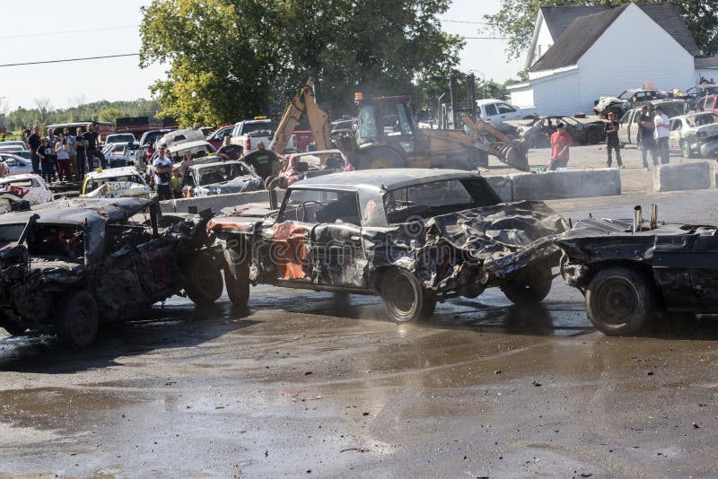 Crashed Cars in Action during Demolition Derby Editorial Stock Photo ...