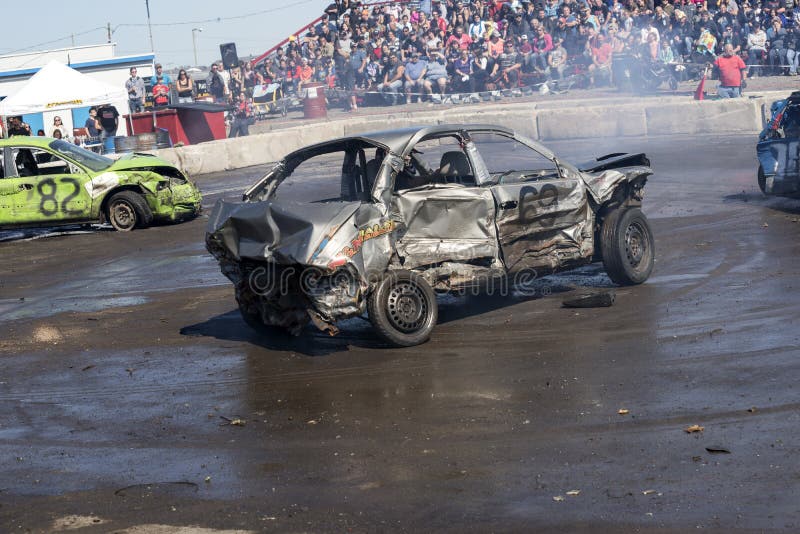 Crashed Cars in Action during Demolition Derby Editorial Stock Image ...
