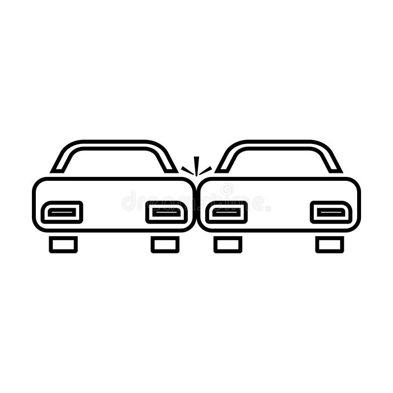 Crashed Cars Black Color Icon . Stock Vector - Illustration of failure ...