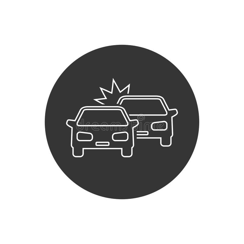 Crashed Cars Vector Line Icon on White Modern Flat Style Stock Vector ...