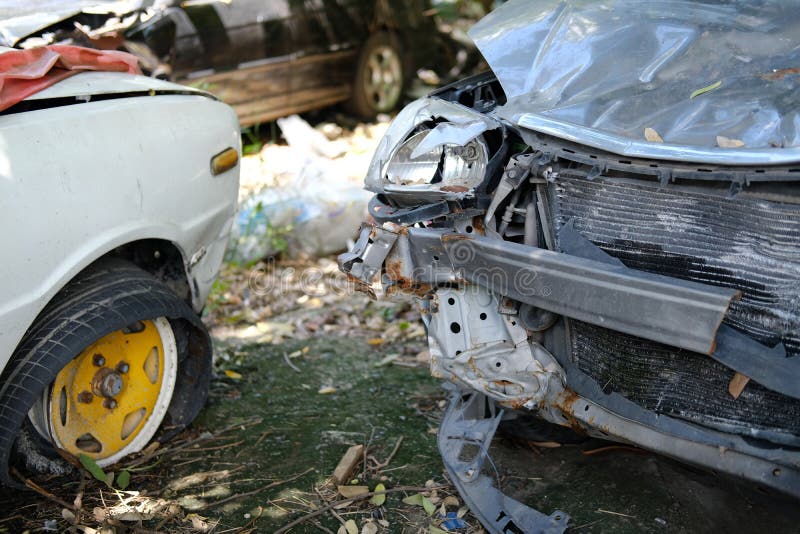 Crashed Damaged Broken Car. Automobile Crash Accident Stock Image ...