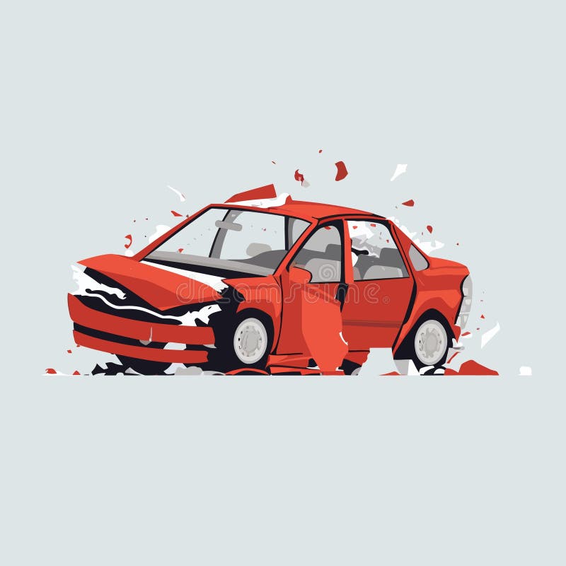 Crashed Destroyed Generic Car Vector Flat Isolated Illustration Stock ...