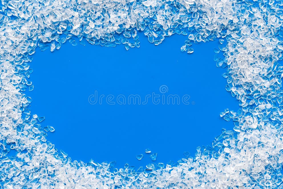 Crashed Ice Cubes Frame on Blue Bar Table Top View Mock Up Stock Photo ...