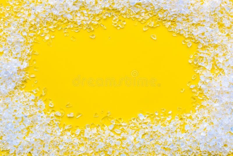 Crashed Ice Cubes Frame on Yellow Bar Table Top View Mock Up Stock ...