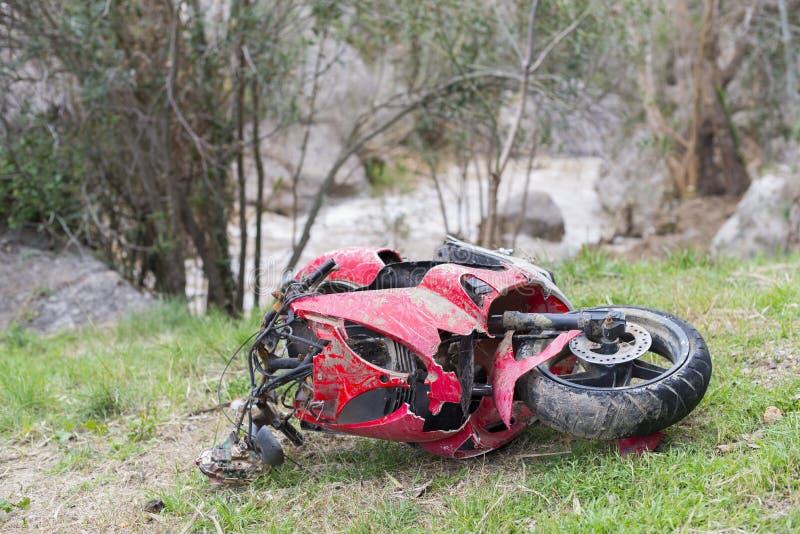 Crashed moped. stock photo. Image of cement, accident - 56907516