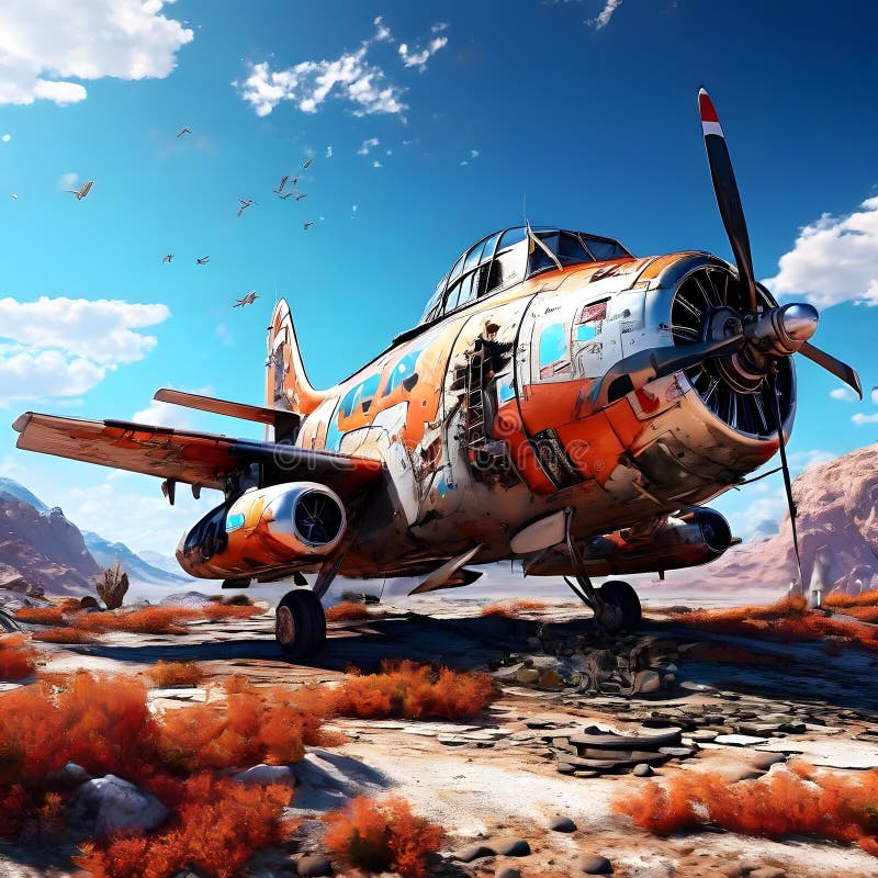Crashed Airplane, Ai-generatet Stock Illustration - Illustration of ...