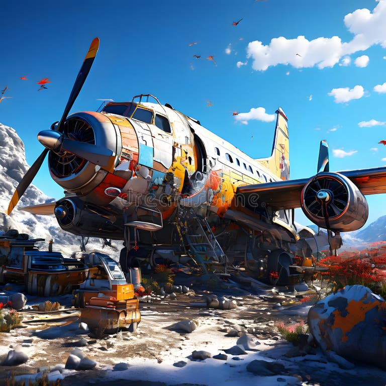 Crashed Airplane, Ai-generatet Stock Illustration - Illustration of ...