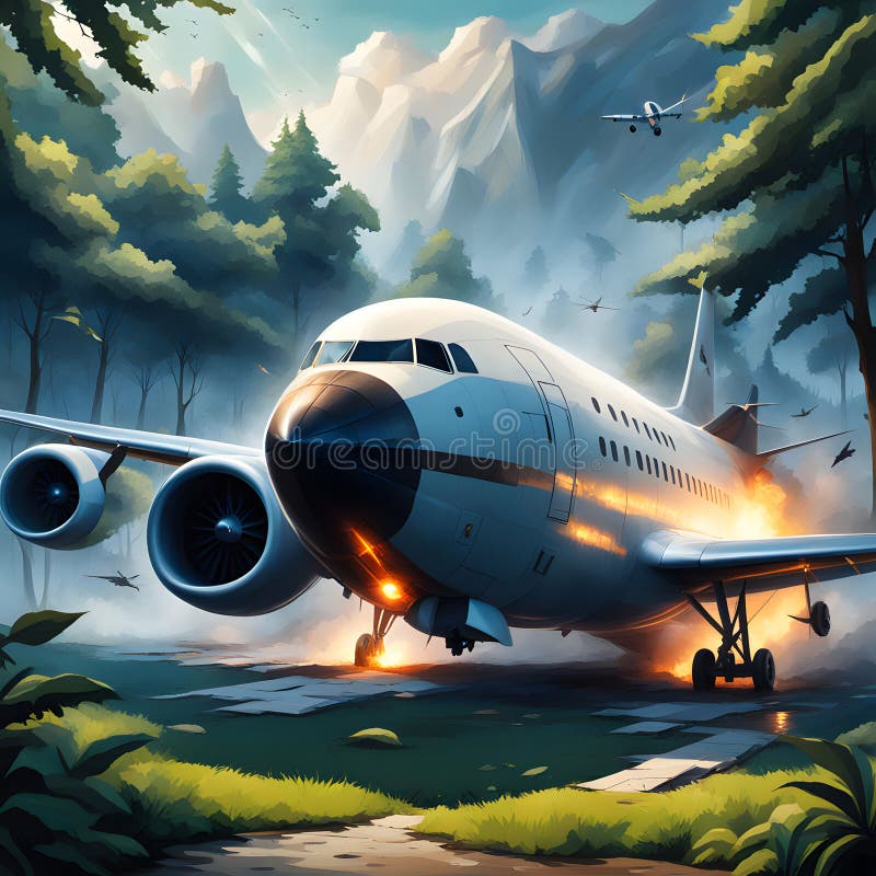 Crashed Airplane, Ai-generatet Stock Illustration - Illustration of ...