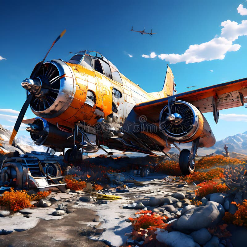 Crashed Airplane, Ai-generatet Stock Illustration - Illustration of ...