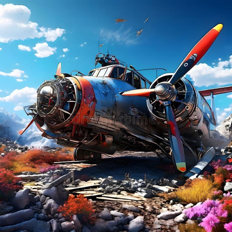 Crashed Airplane, Ai-generatet Stock Illustration - Illustration of ...