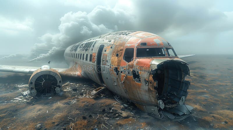 Crashed Plane in Smoke Plane Crash Stock Illustration - Illustration of ...